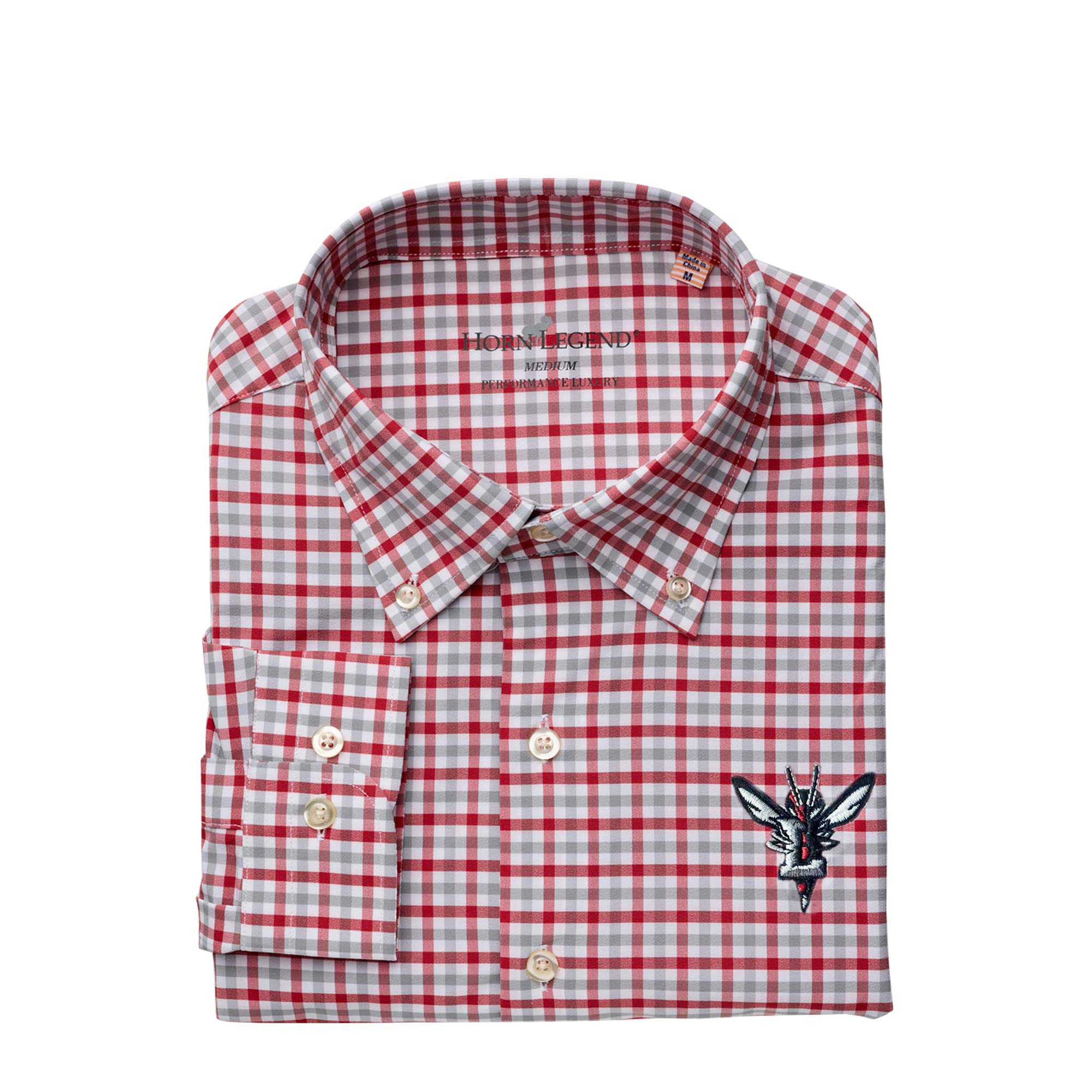 Button Down w/ LHornet by Horn Legend - Gingham Red/Gray | Official ...